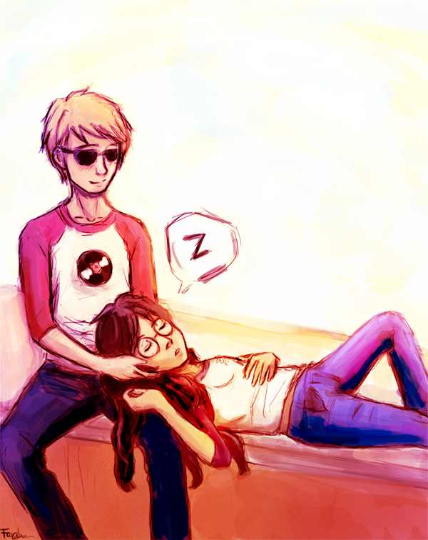 MSPA Booru - bluespirited dave strider head on lap jade harley red ...