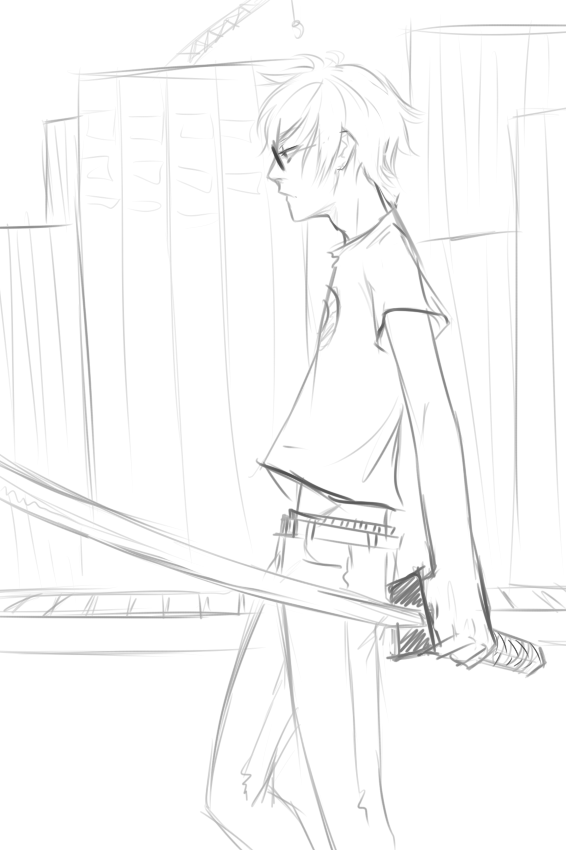 MSPA Booru - castycas city dave strider grayscale katana lineart ...