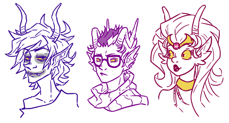 MSPA Booru - eridan ampora feferi peixes gamzee makara headshot lineart ...