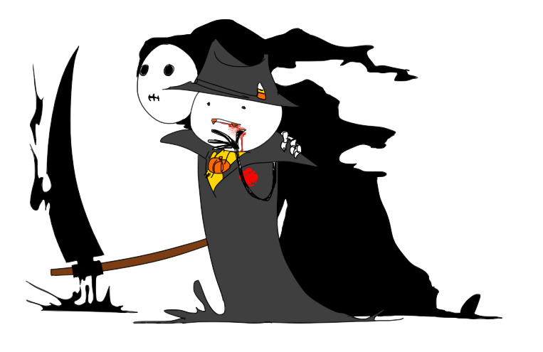 MSPA Booru - 2016 arm around shoulder blackdamvi6 blood candy corn vampire death grayscale ...