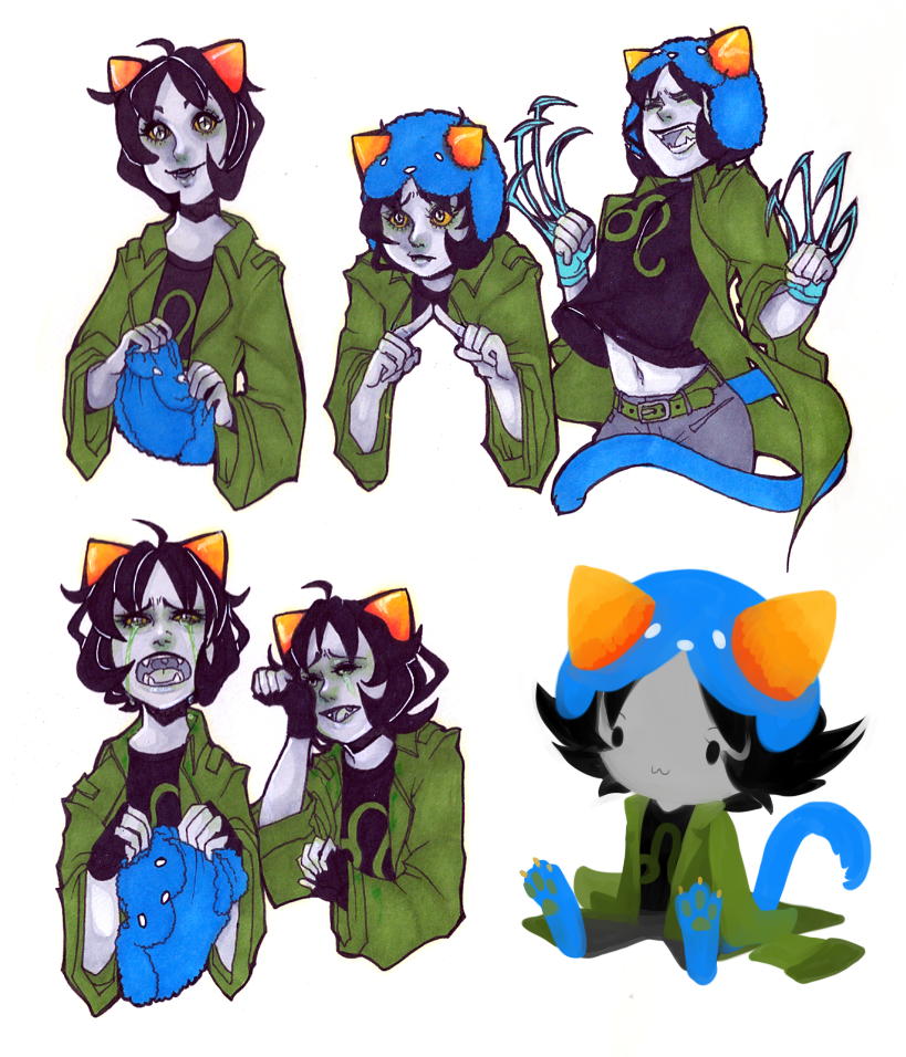 MSPA Booru - action claws crying cuppacats nepeta leijon no hat solo | 54251