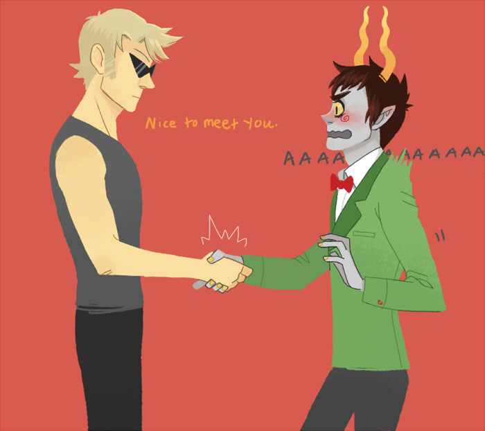MSPA Booru - blush caliborn dirk strider dirkuu holding hands non canon ...