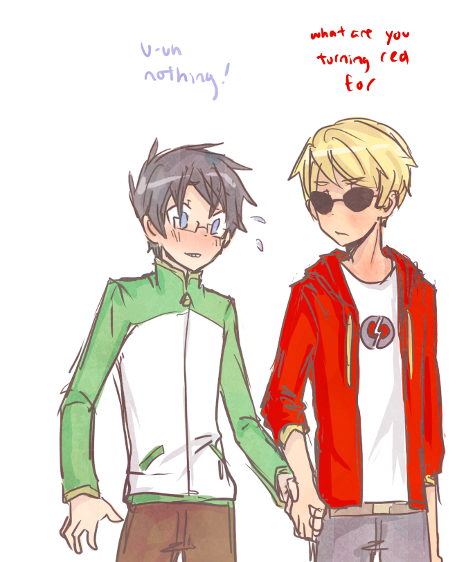 MSPA Booru - blush dave strider hammertime holding hands john egbert mrharrisonford redrom ...