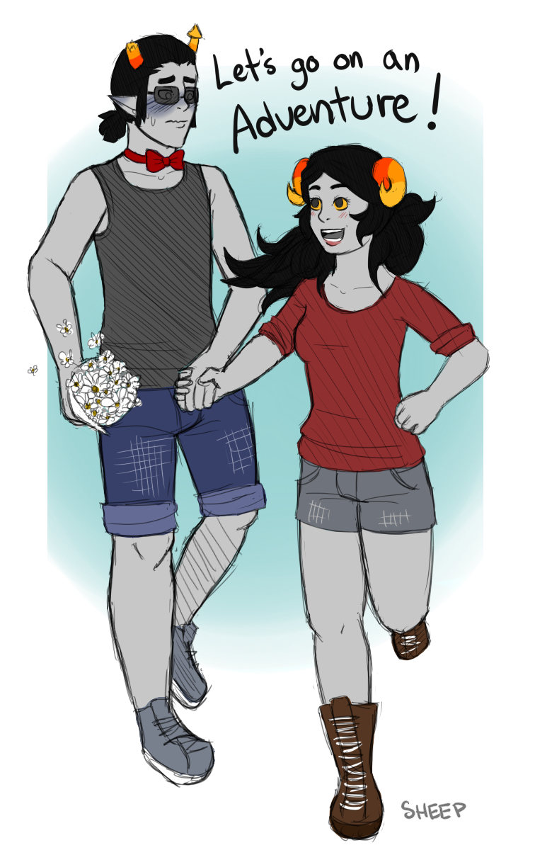MSPA Booru - aradia megido blush equius zahhak flowers holding hands ...