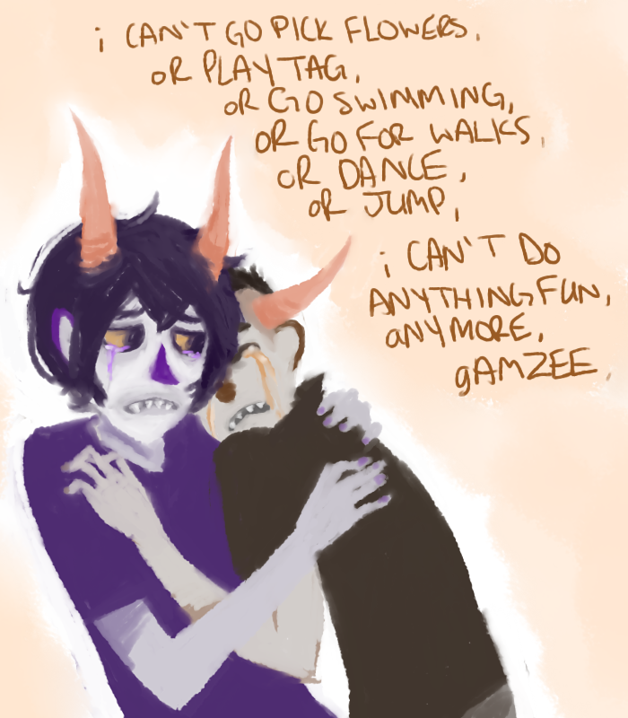 MSPA Booru - crying gamzee makara hug sadstuck slaves tavros nitram | 69526