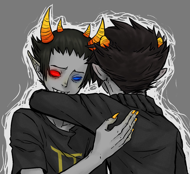 MSPA Booru - back angle hug karkat vantas ketchup and mustard redrom shipping sollux captor ...