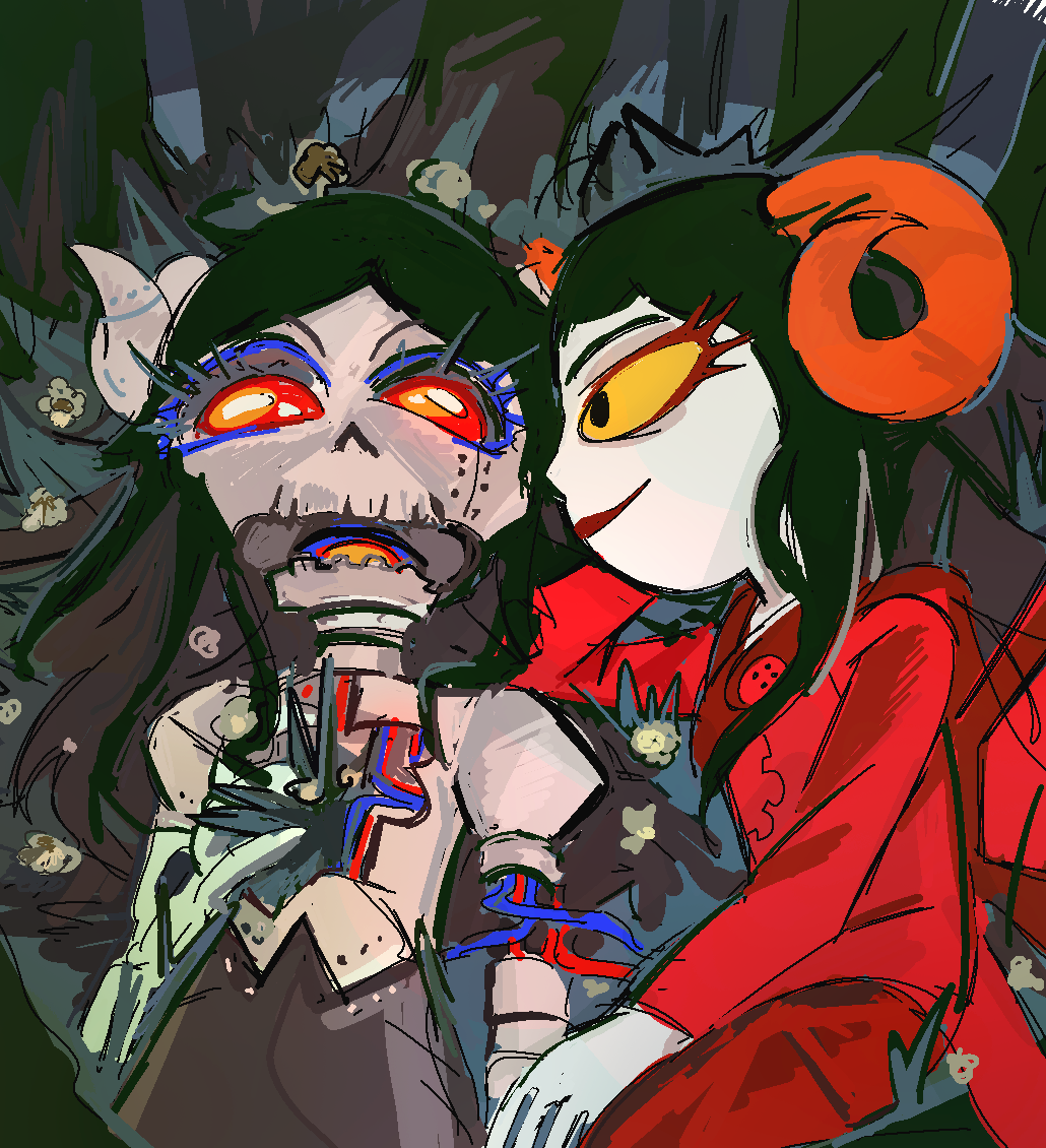 MSPA Booru - 2025 aradia megido aradiabot elfworm flowers fullres godtier jaggy lines lying maid ...