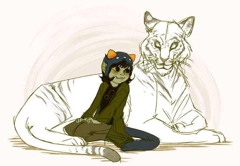 MSPA Booru - blush capitulum freckles kneeling lusus nepeta leijon pounce de leon | 133715