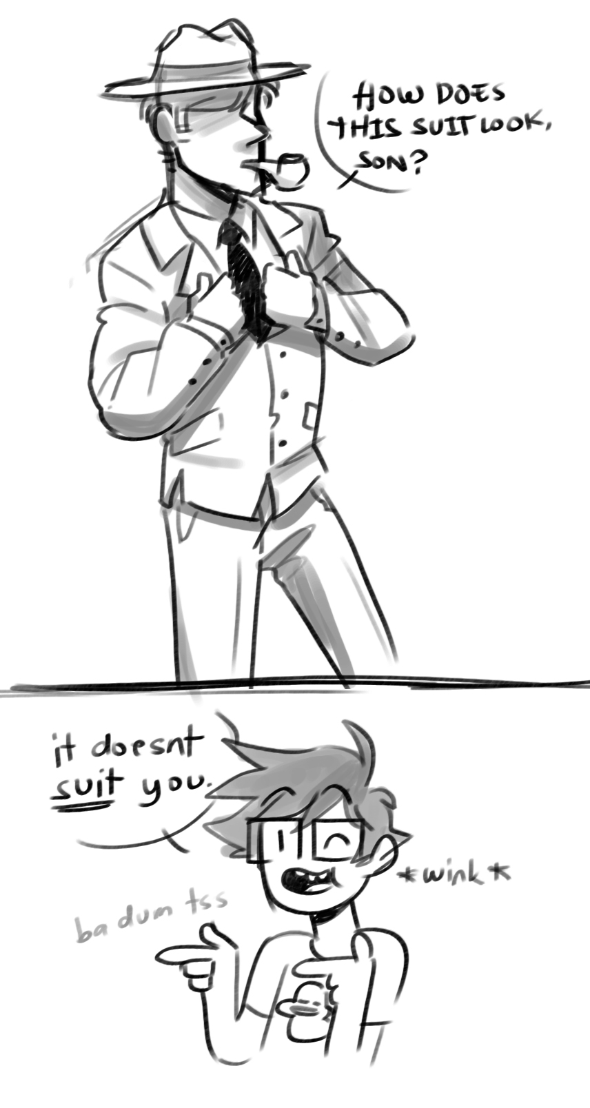 MSPA Booru - 2017 comic dad finger guns fullres grayscale john egbert ...