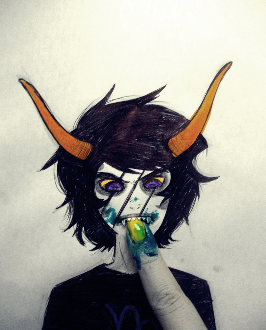 MSPA Booru - 2012 blood fullres gamzee makara grayscale highlight color ...