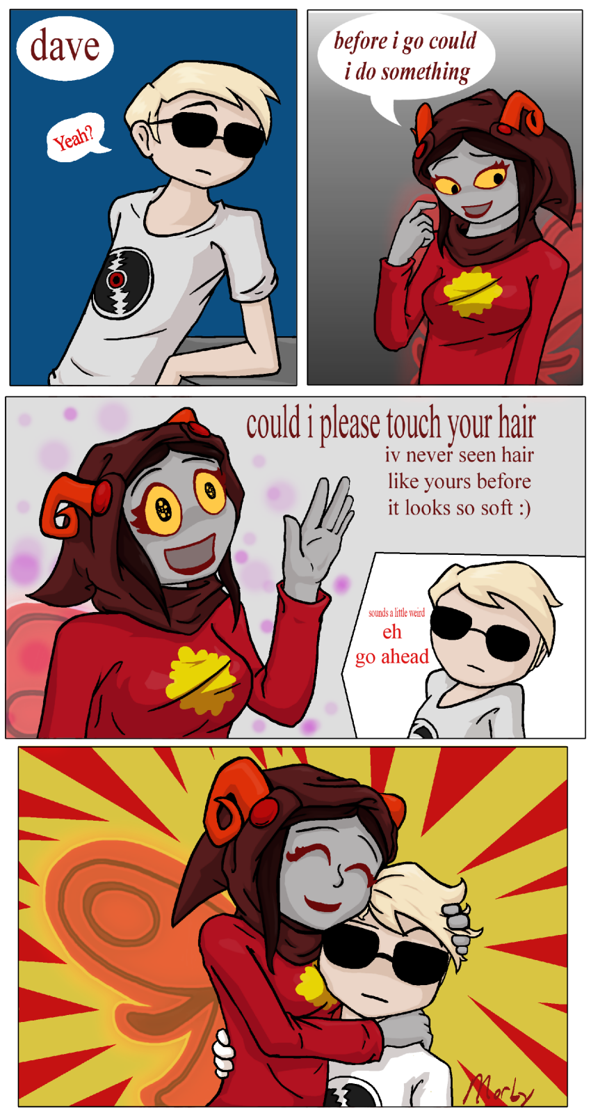 MSPA Booru - 2011 aradia megido blush comic dave strider double time fullres godtier hug maid ...